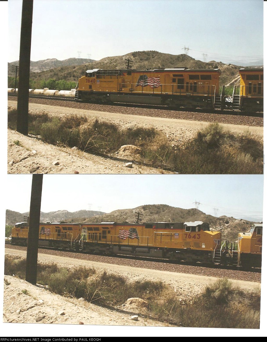 UP 7640 and UP 7643 roll south to LA. Ca